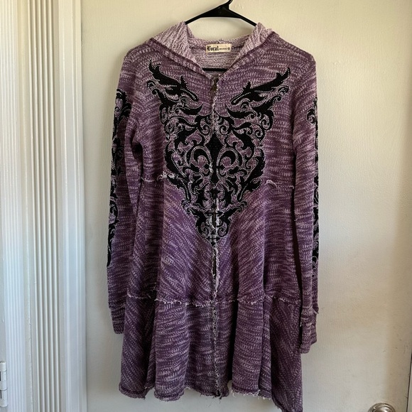 Vocal | Dresses | Vocal Purple Embellished Hooded Raglan Long Sleeve ...